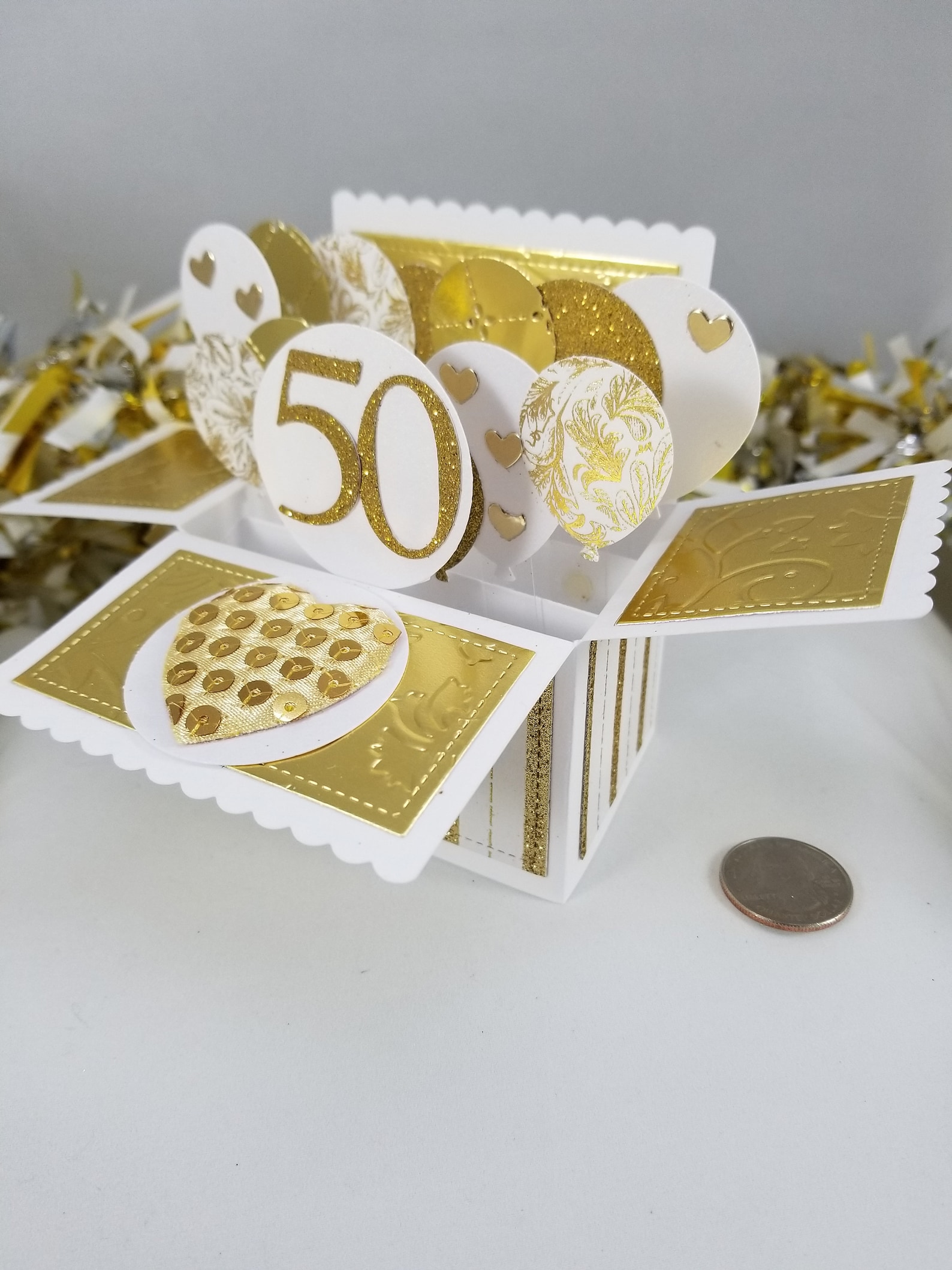 50th Anniversary Greeting Card-handmade-elegance-3d-pop Up-gift-with ...