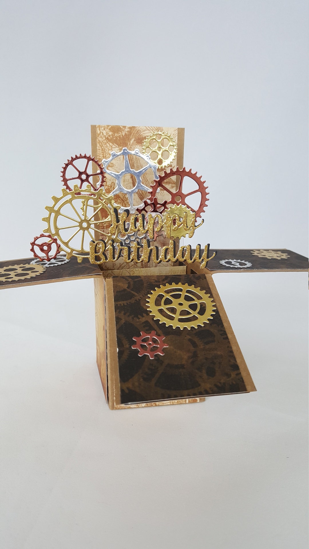 Handmade Steampunk Gears Pop-up Birthday Card - Etsy