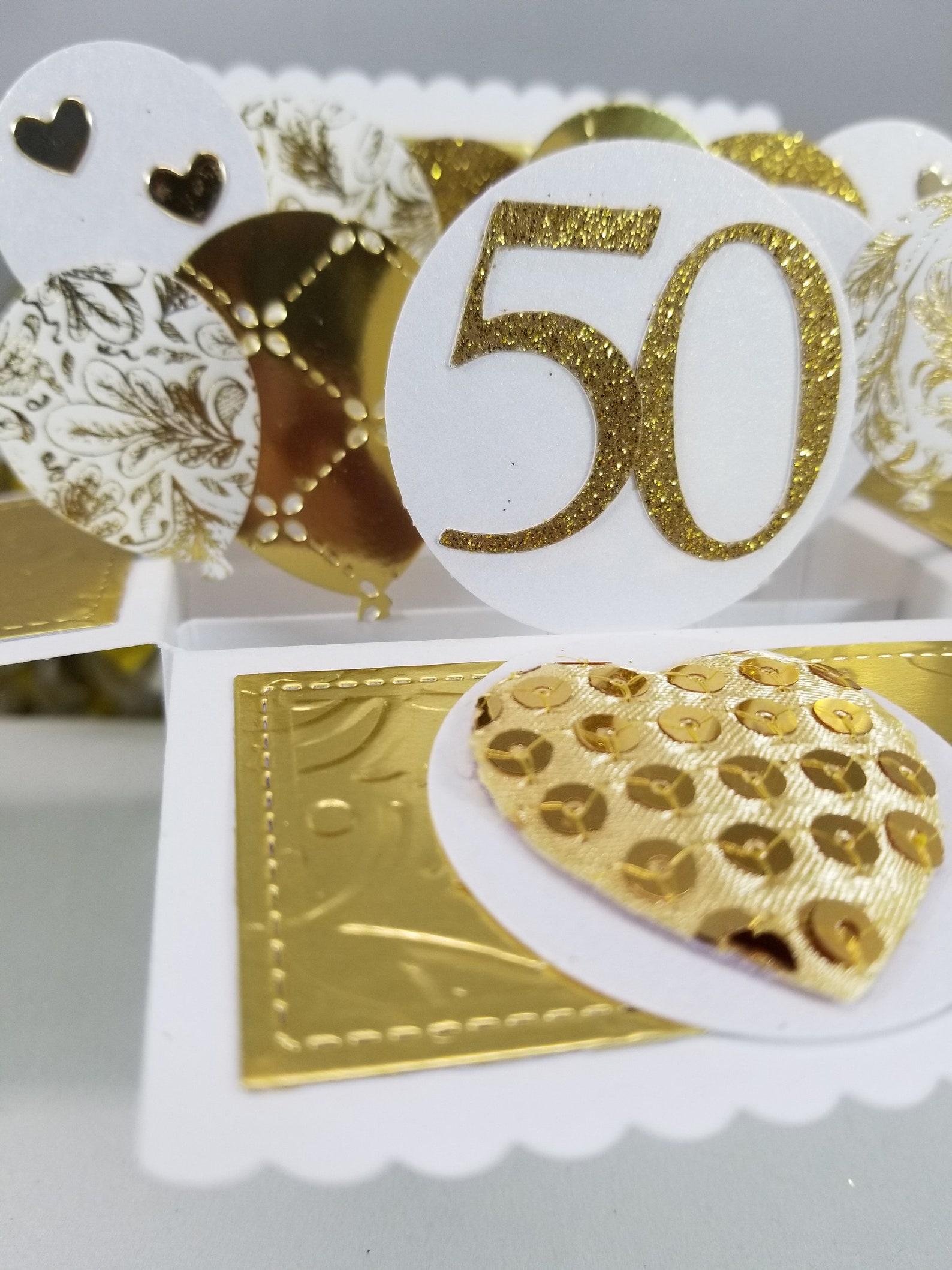 50th Anniversary Greeting Card-handmade-elegance-3d-pop Up-gift-with ...