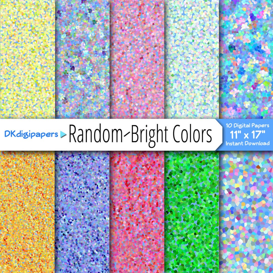 BIG Colorful Digital Papers - Pack of Ten Bright Multi-color Papers for ...