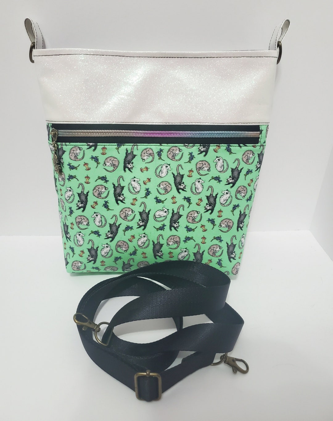 Green Purple Possum Opossum Adjustable Crossbody Bag Purse - Etsy