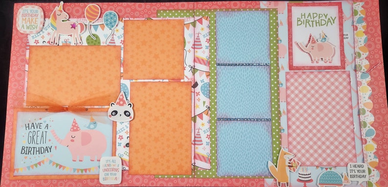 12X12 Birthday Scrapbook Page Kit, Premade Birthday Scrapbook, 12X12 ...