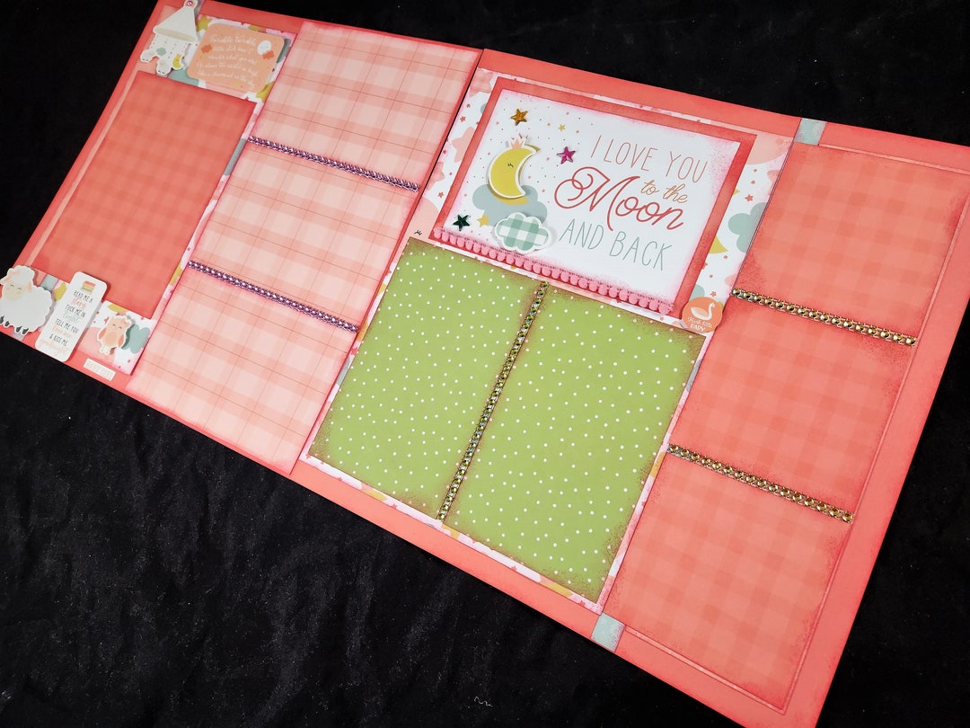 12X12 Baby Girl Scrapbook Page Kit, Girl Premade Scrapbook Page, Girl ...