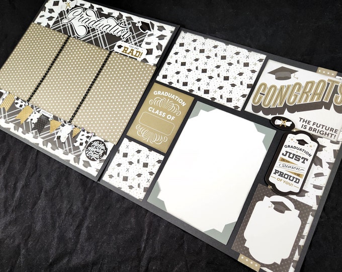 12X12 Graduation Scrapbook Page Kit, Graduation Premade Scrapbook ...