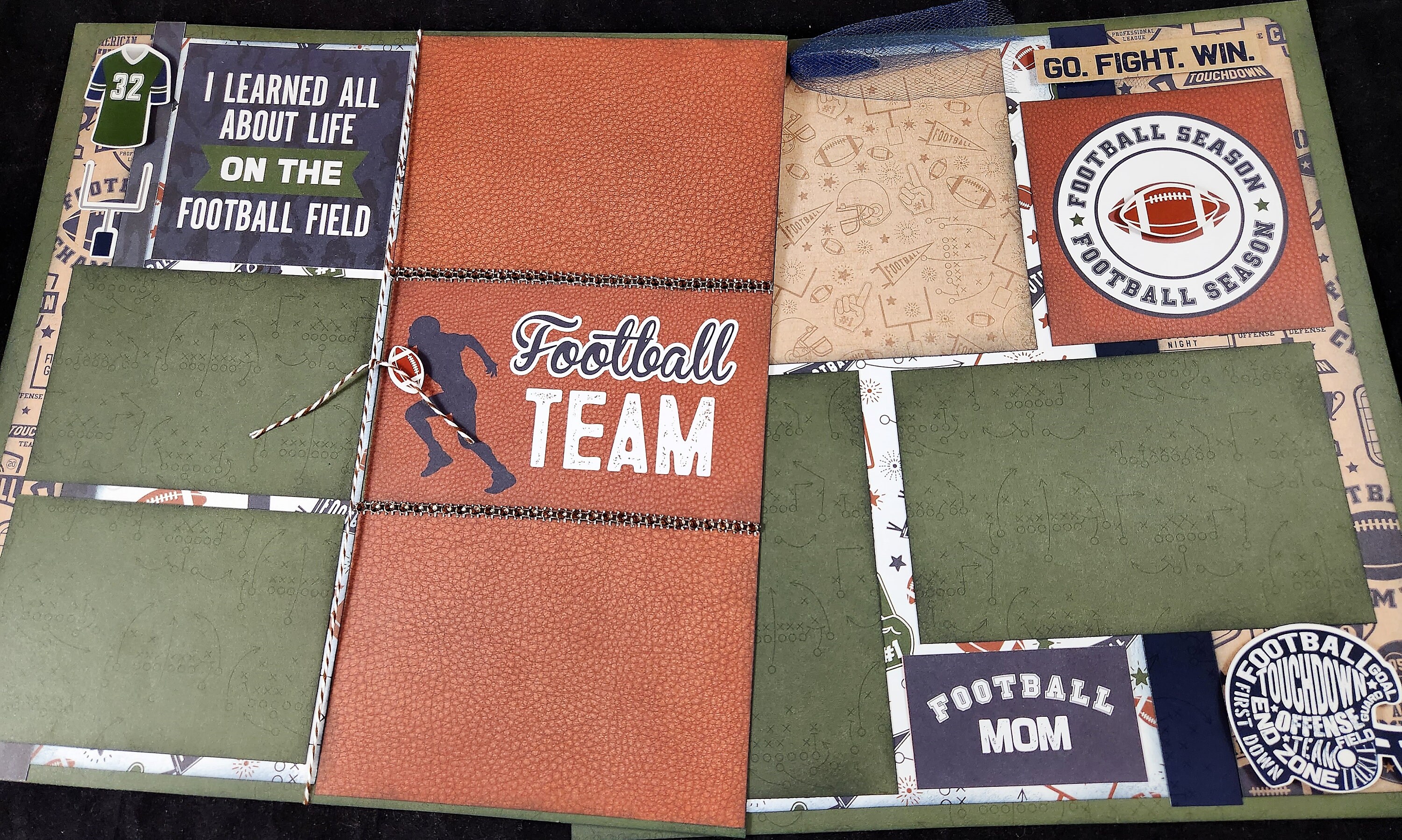 Football Scrapbook Page, Scrapbook Premade, 12X12 Premade Scrapbook ...