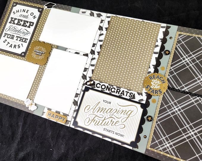 12X12 Graduation Scrapbook Page, Graduation Premade Scrapbook Page ...