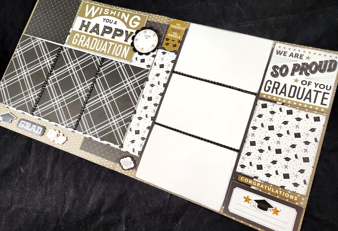 12X12 Graduation Scrapbook Page Kit, Graduation Premade Scrapbook Page ...