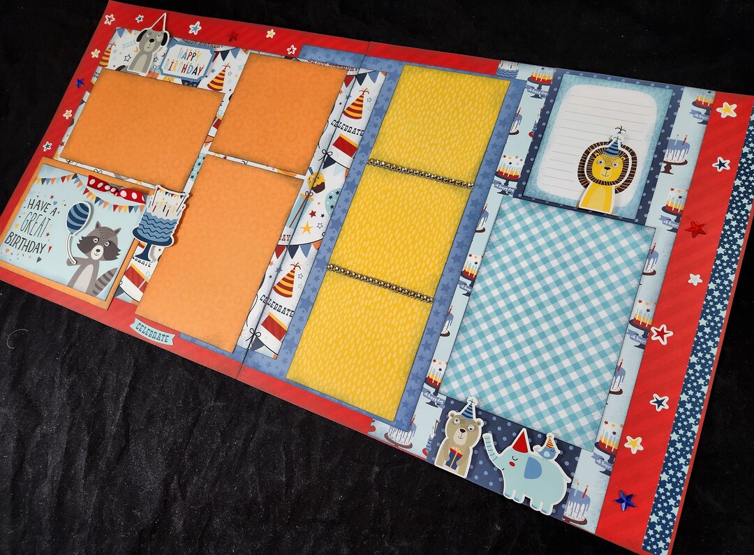 12X12 Birthday Scrapbook Page Kit, Premade Birthday Scrapbook, 12X12 ...