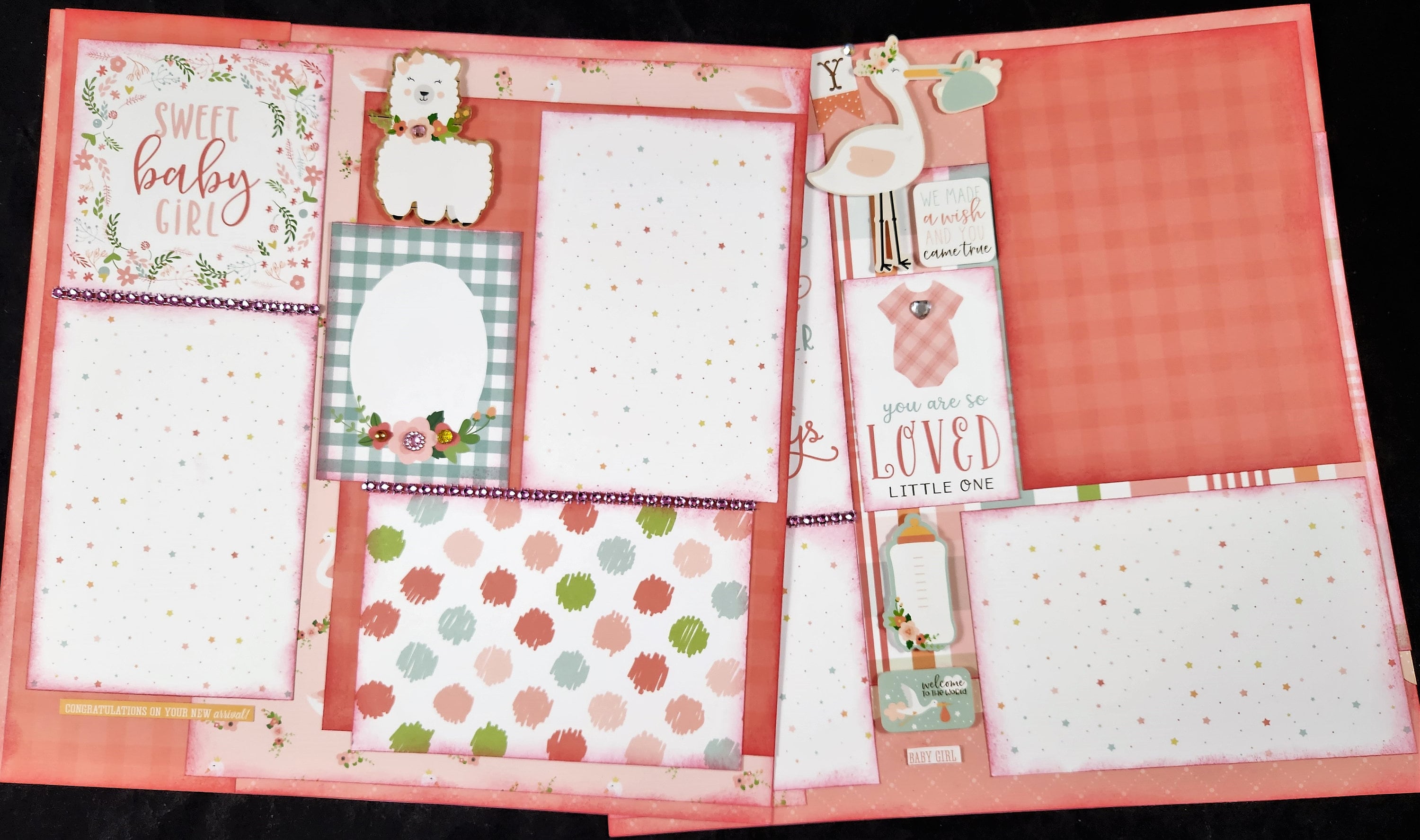 12X12 Baby Girl Scrapbook Page Kit, Girl Premade Scrapbook Page, Girl ...