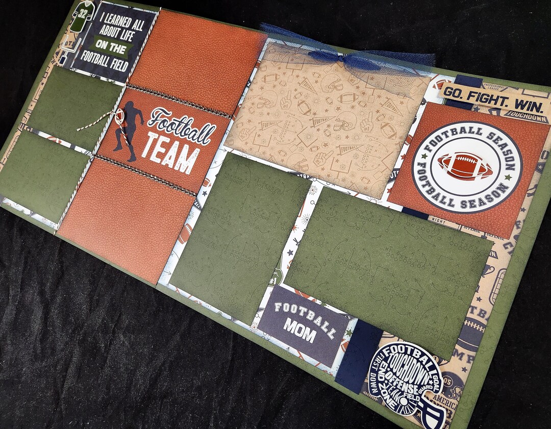 Football Scrapbook Page, Scrapbook Premade, 12X12 Premade Scrapbook ...