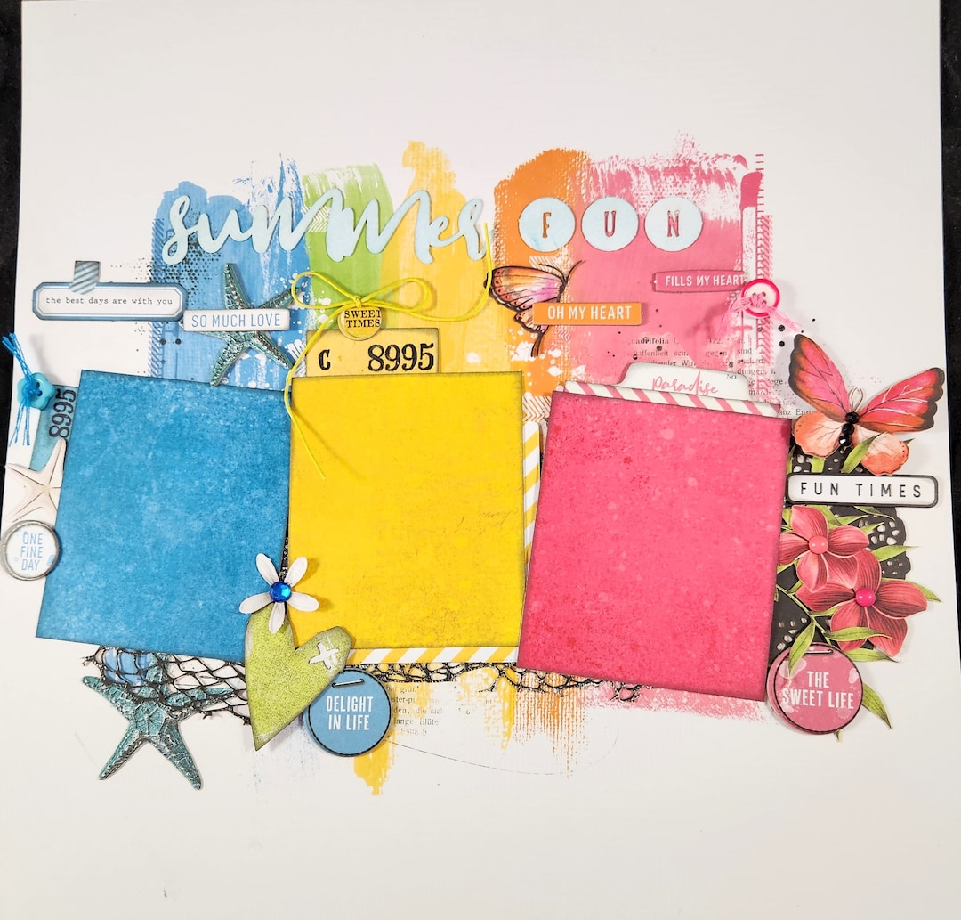 12X12 Summer Scrapbook Page, Premade Summer Layout, 12X12 Premade ...