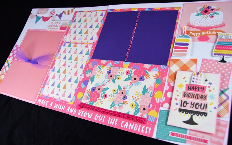 12X12 Birthday Scrapbook Page Kit, Premade Birthday Scrapbook, 12X12 ...