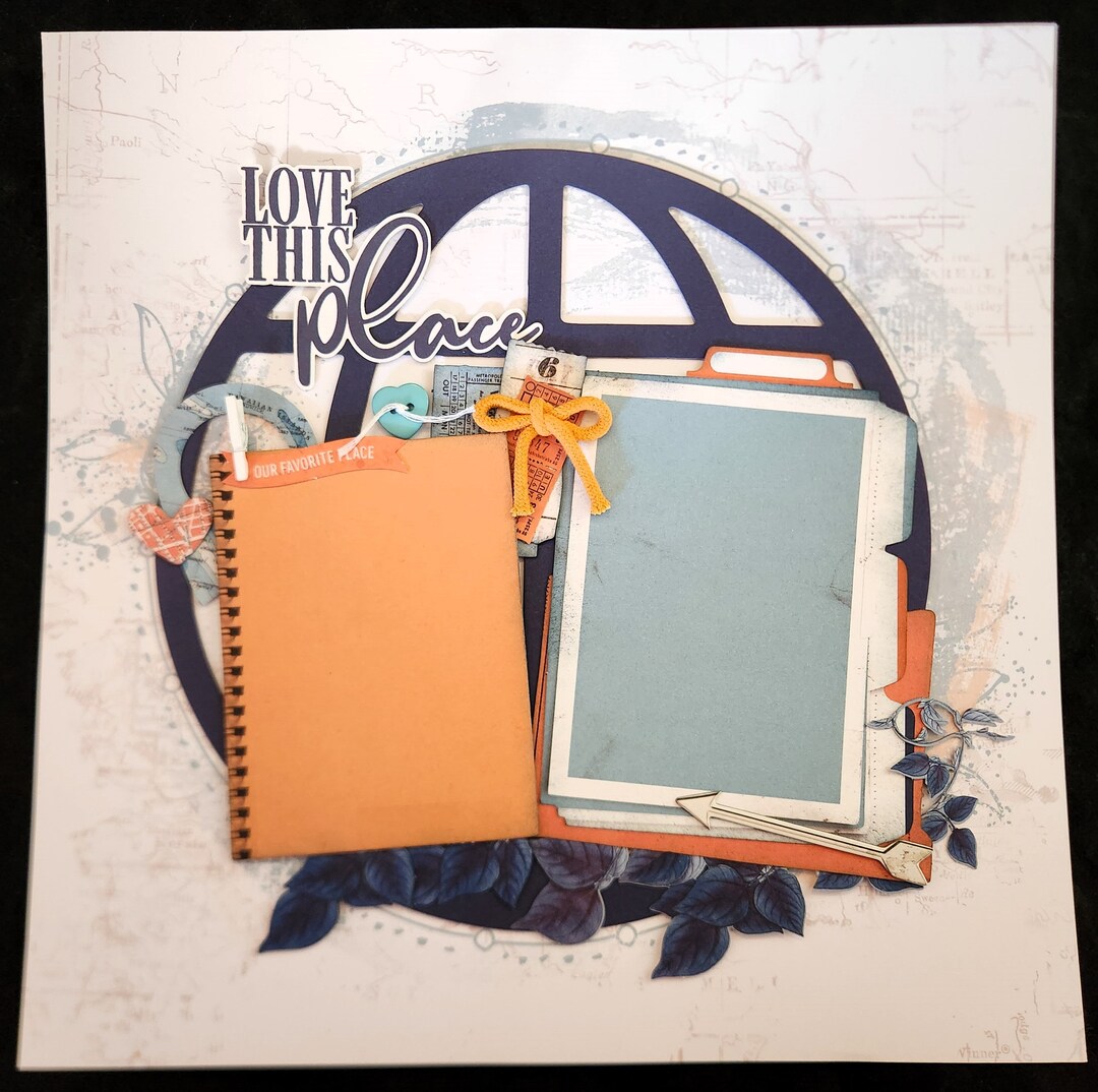 12X12 Travel Scrapbook Page, Premade Travel Layout, 12X12 Premade ...