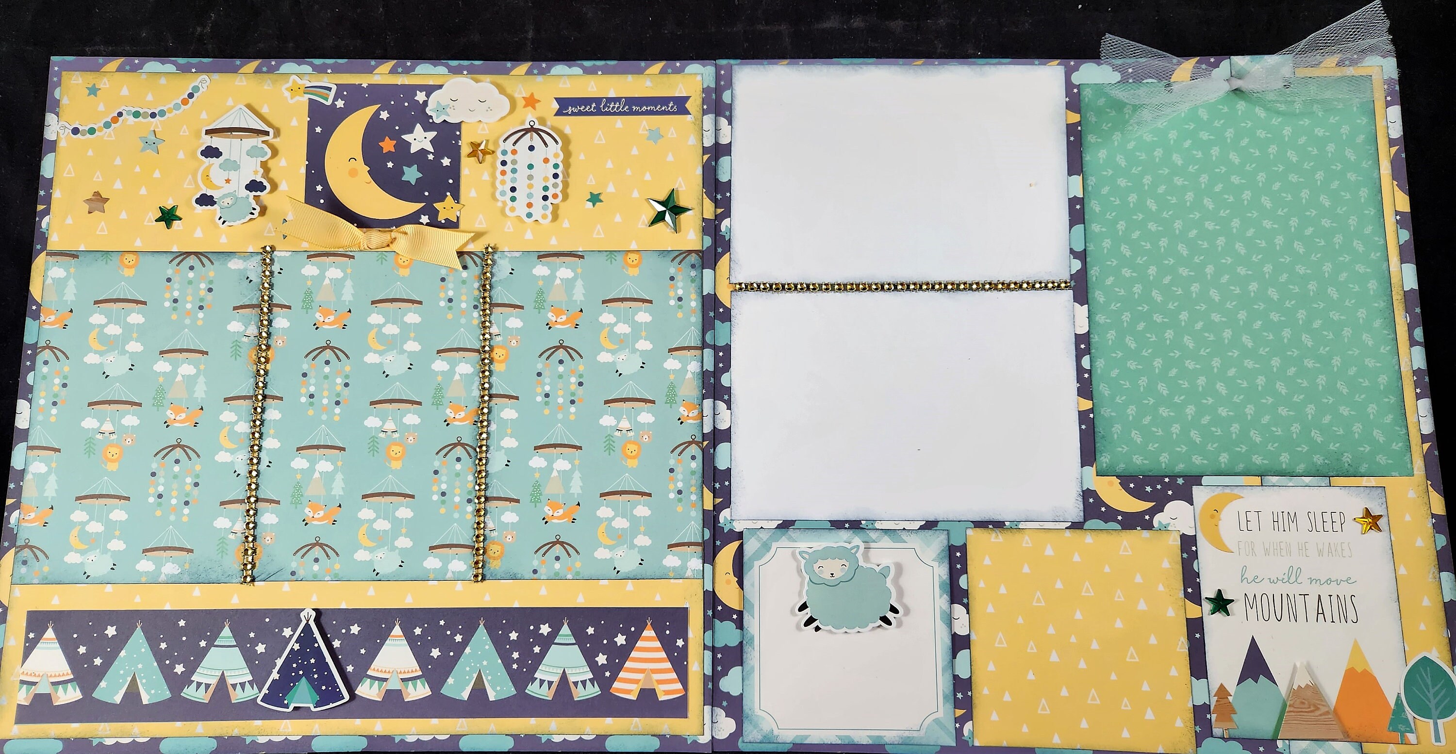 12X12 Baby Boy Scrapbook Page Kit, Baby Boy Premade Scrapbook Page, Boy ...