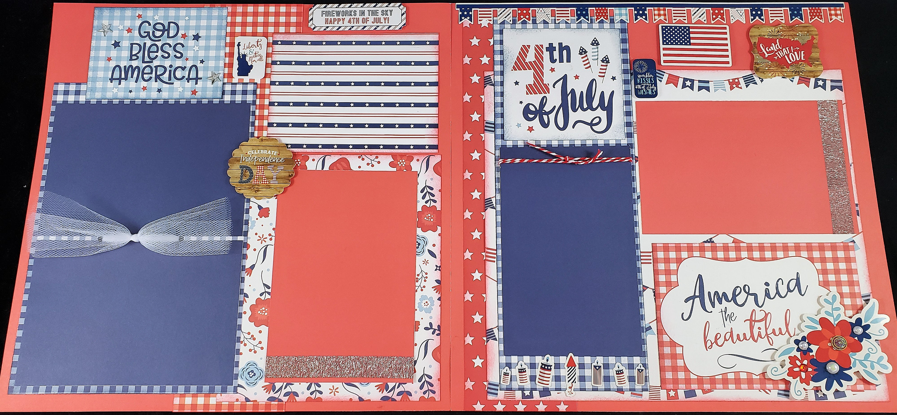 Buy 12X12 Fourth of July Scrapbook Page Kit Premade Scrapbook Online in ...
