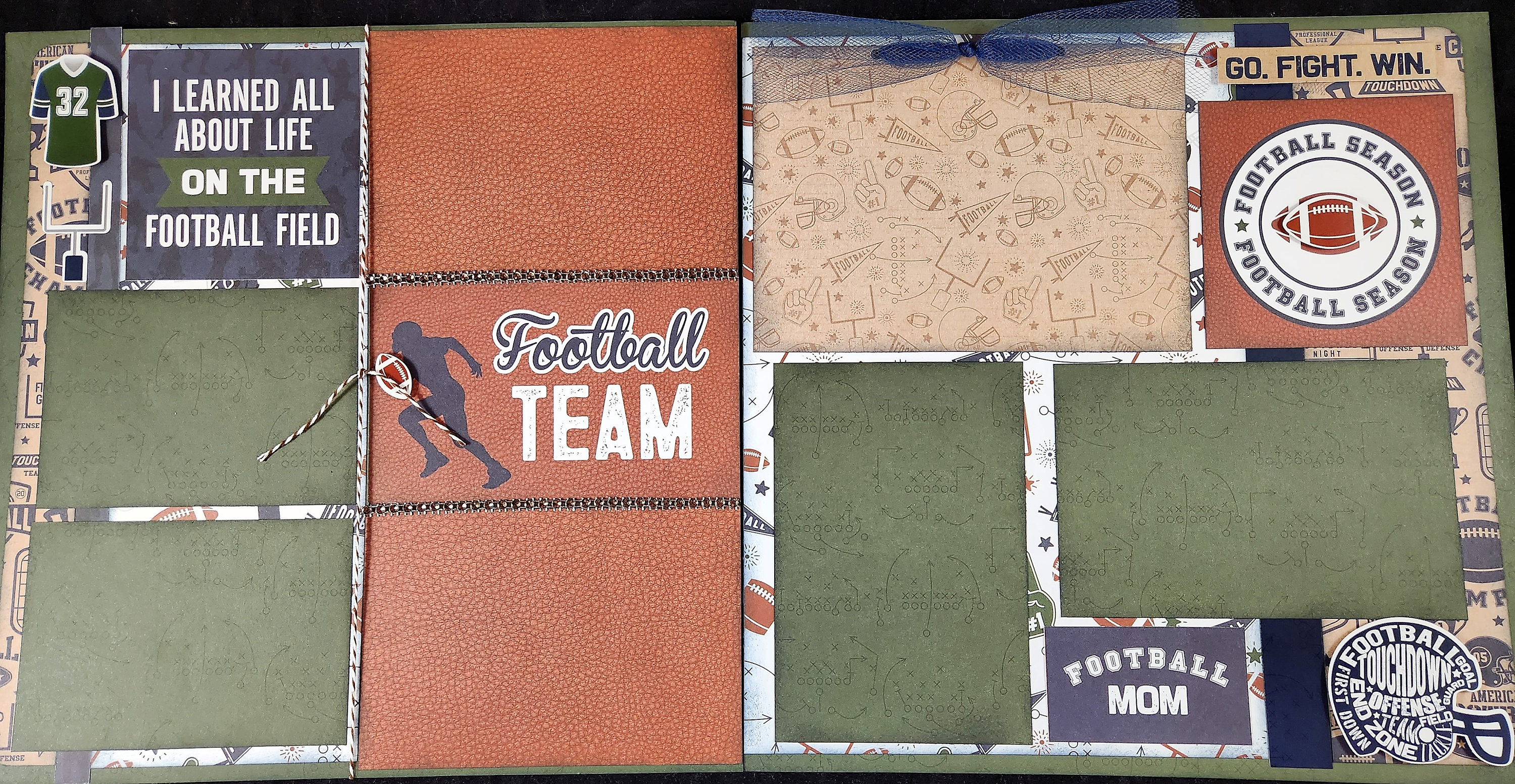 Football Scrapbook Page, Scrapbook Premade, 12X12 Premade Scrapbook ...