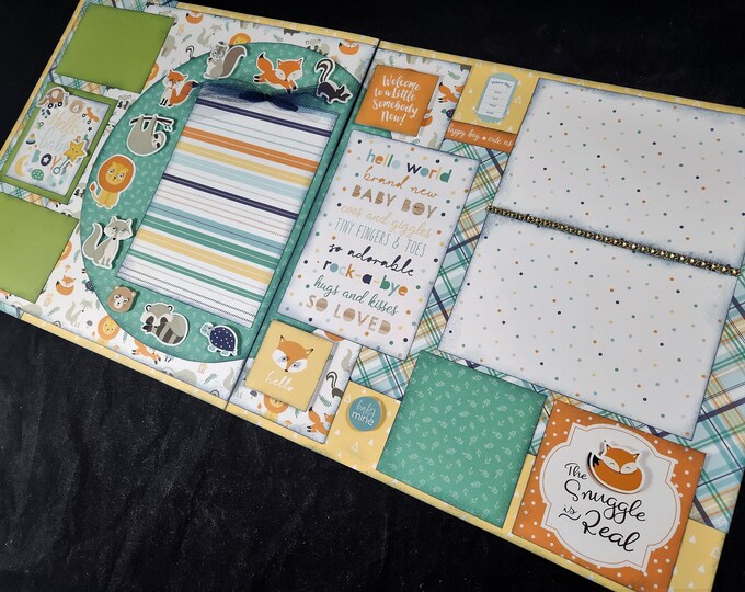 12X12 Baby Boy Scrapbook Page Kit, Baby Boy Premade Scrapbook Page, Boy ...