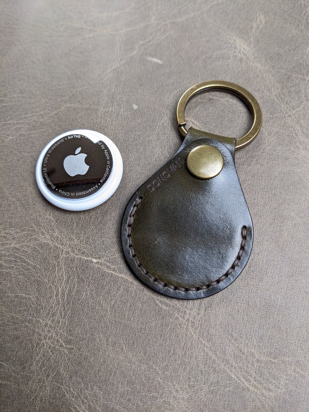AirTag Key Fob Olive Hand Stitched Made in Texas USA - Etsy