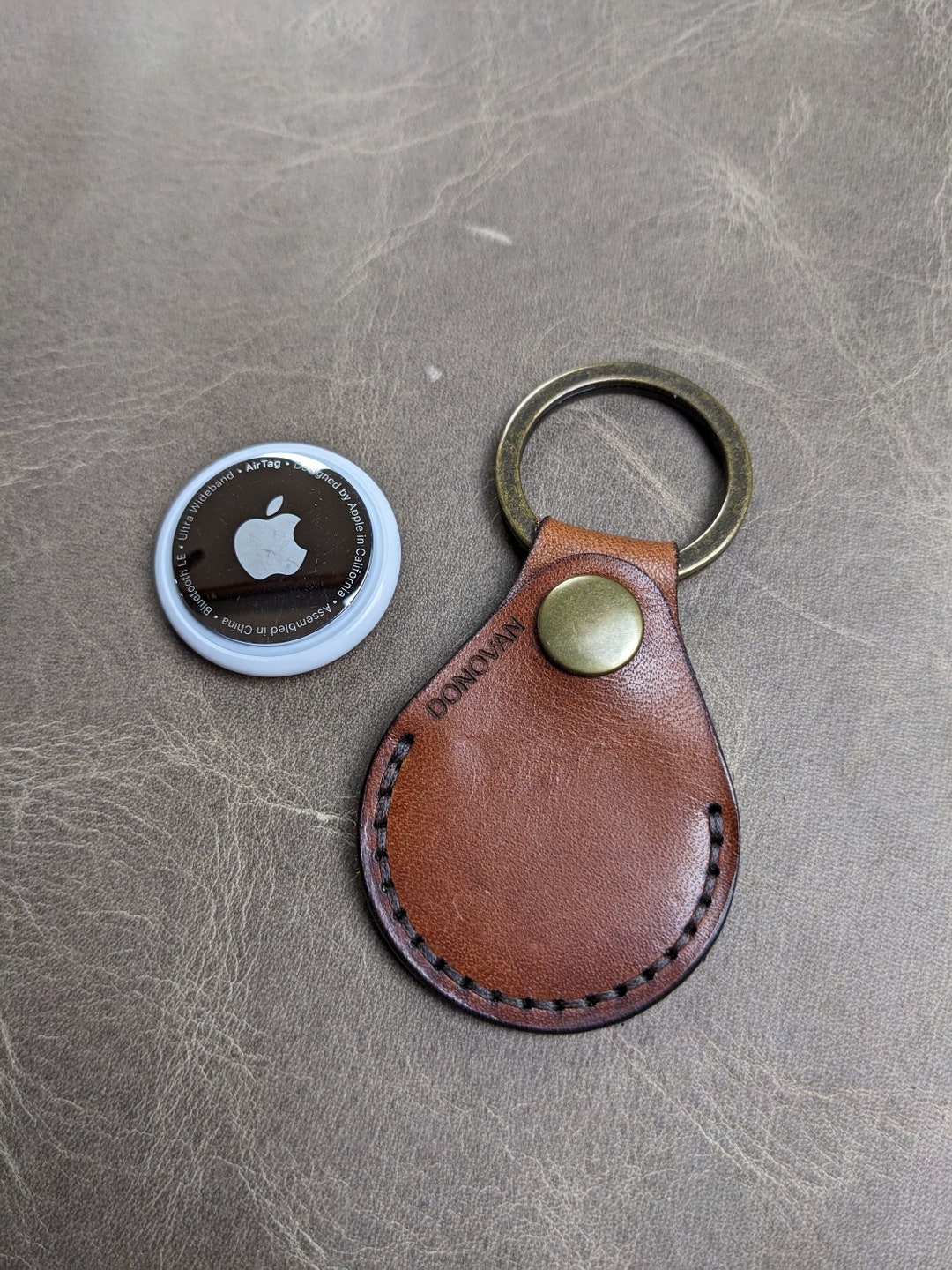 AirTag Key Fob - Toffee Tan - Hand Stitched - Made in Texas USA - Etsy