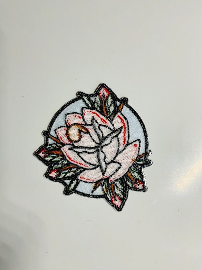 Iron-on Embroidered Rose Patch - Etsy