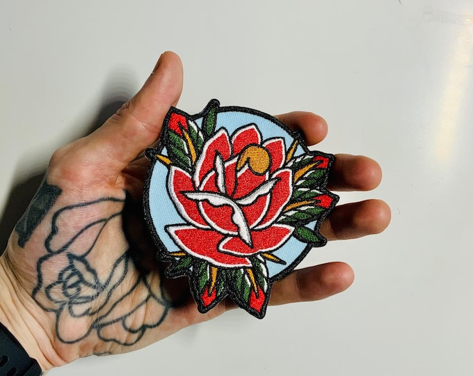 Iron-on Embroidered Rose Patch - Etsy