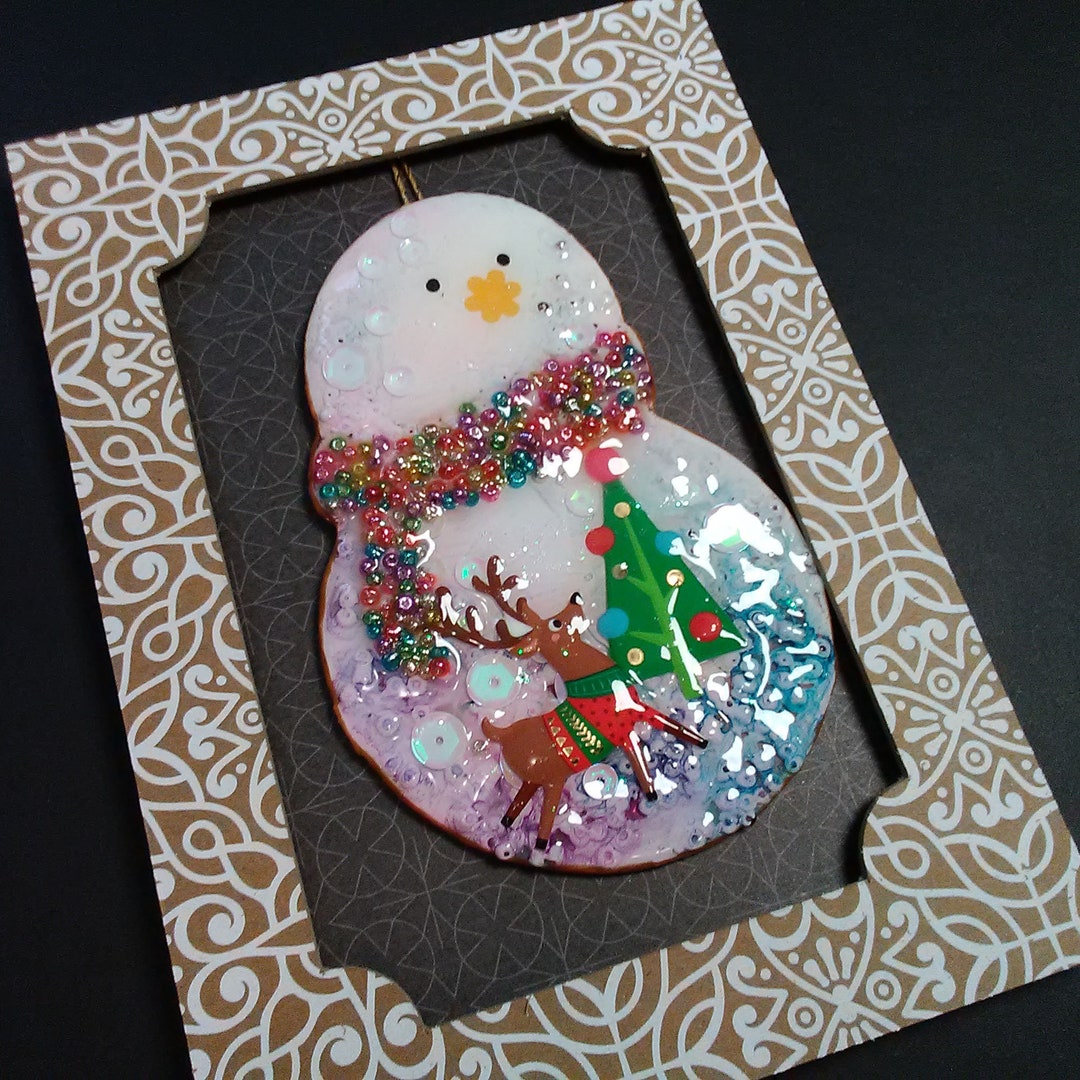 Snowman Ornament Mixed Media Art Collage Art for Christmas - Etsy