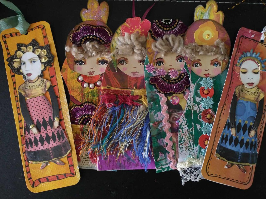 6 Paper Doll Themed Tags/tuck Spots for Journals/paper Doll ...