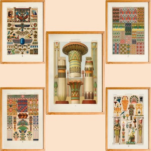 Ancient Egyptian Wall Art Set of 5, Printable Hieroglyph Prints, Egypt ...
