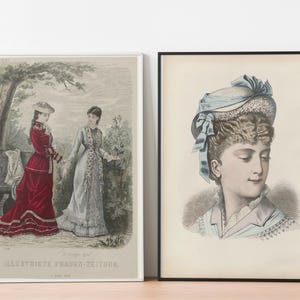 Vintage Fashion Illustration Set of 160 Wall Art Print, Historical ...