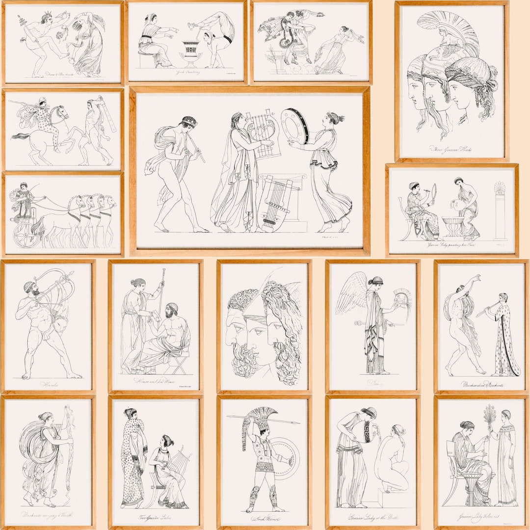 Ancient Greek Wall Art Print Set of 18, Ancient Greece Art Print Wall ...