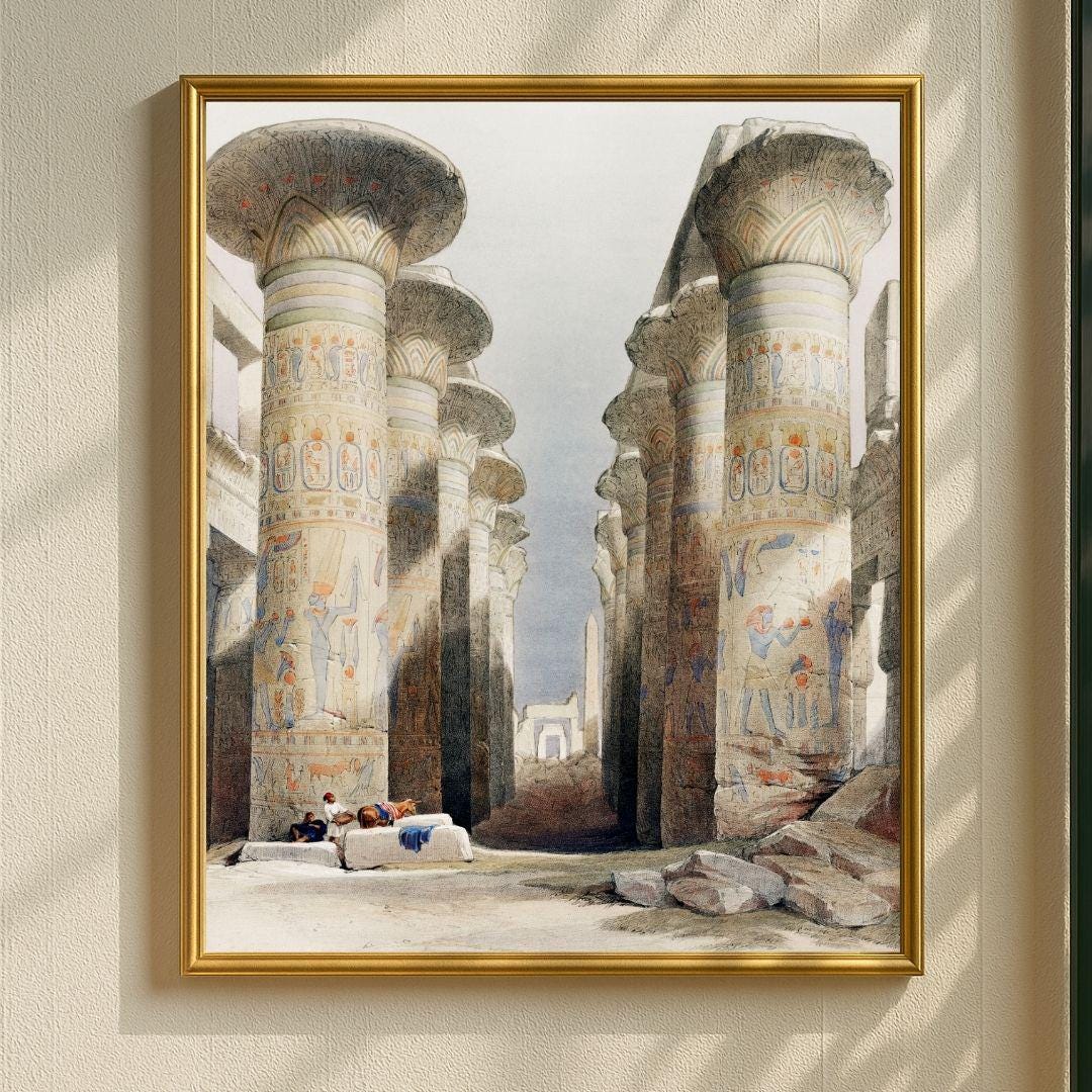 Karnak Temple Wall Art Print, Ancient Egyptian Poster, Hieroglyph ...
