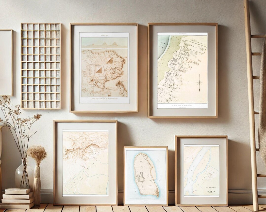 Ancient Egyptian Map Set of 5, Ancient Egypt Prints, Ancient Egypt Wall ...