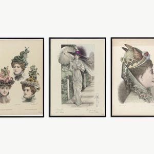 Vintage Fashion Illustration Set of 160 Wall Art Print, Historical ...