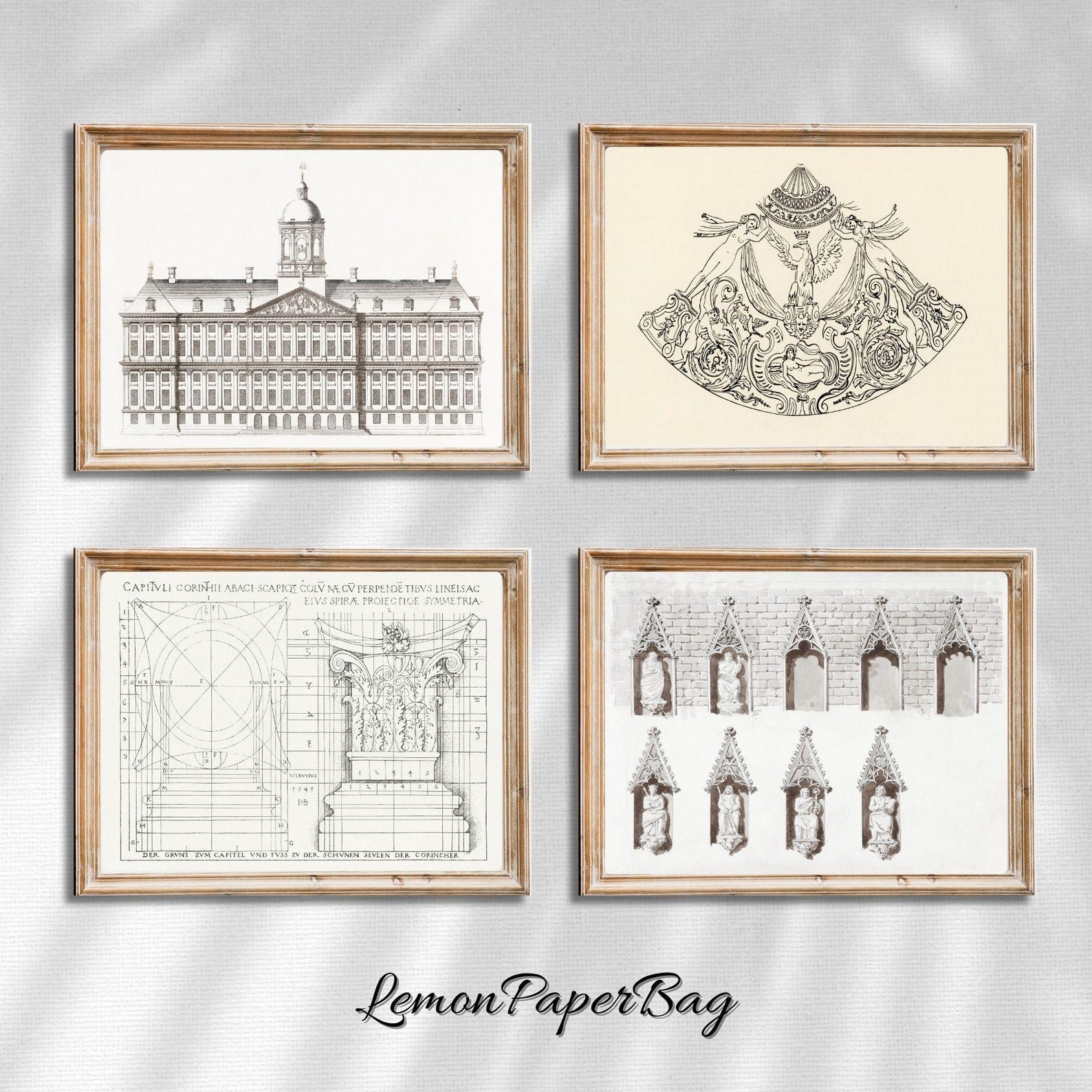 Vintage Architectural Illustration Wall Art Prints of 127, Printable ...