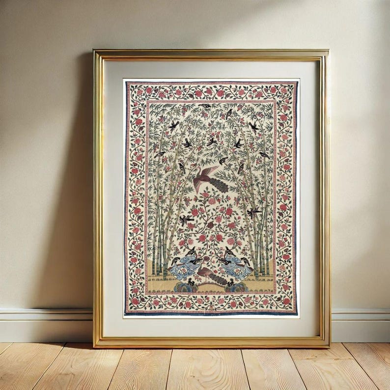 Vintage Textile Wall Art, Antique Fabric Design Print, Gallery Wall ...