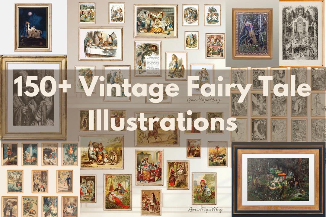 Vintage Fairy Tale Bundle Wall Art Set of 150+, Vintage Children's ...