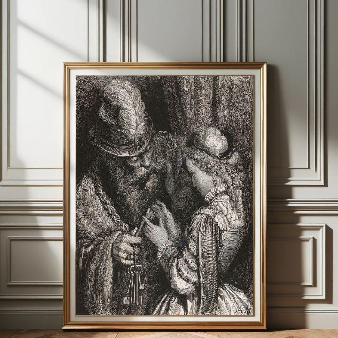 Gustave Doré Bluebeard Illustration Wall Art Print, Printable Fairy ...
