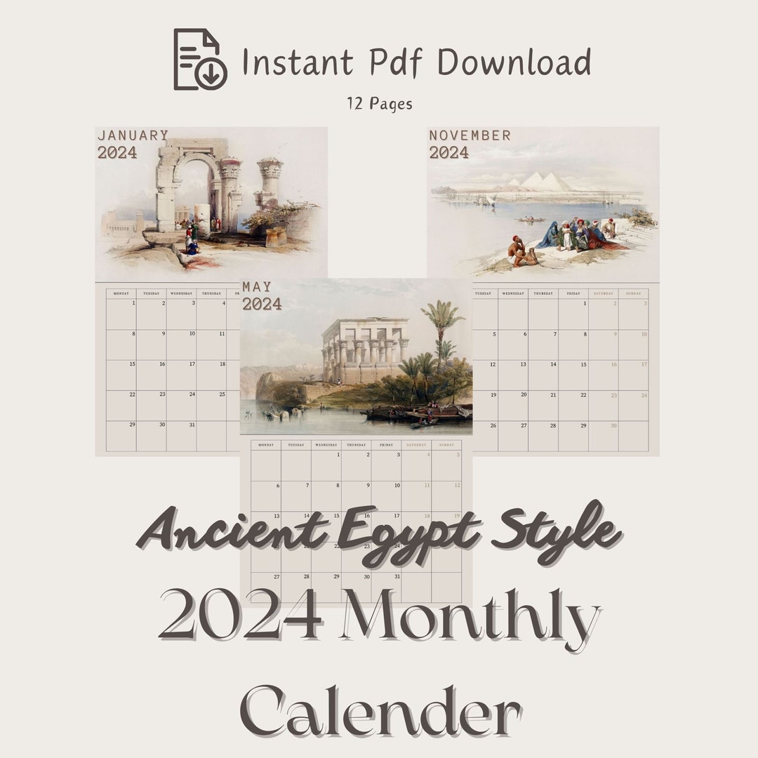 Ancient Egypt Style Monthly Printable 2024 Calendar, A4 Size - Etsy UK