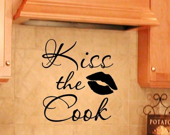 Kiss the Cook Decal Kitchen Decor Chef Wall Vinyl - Etsy