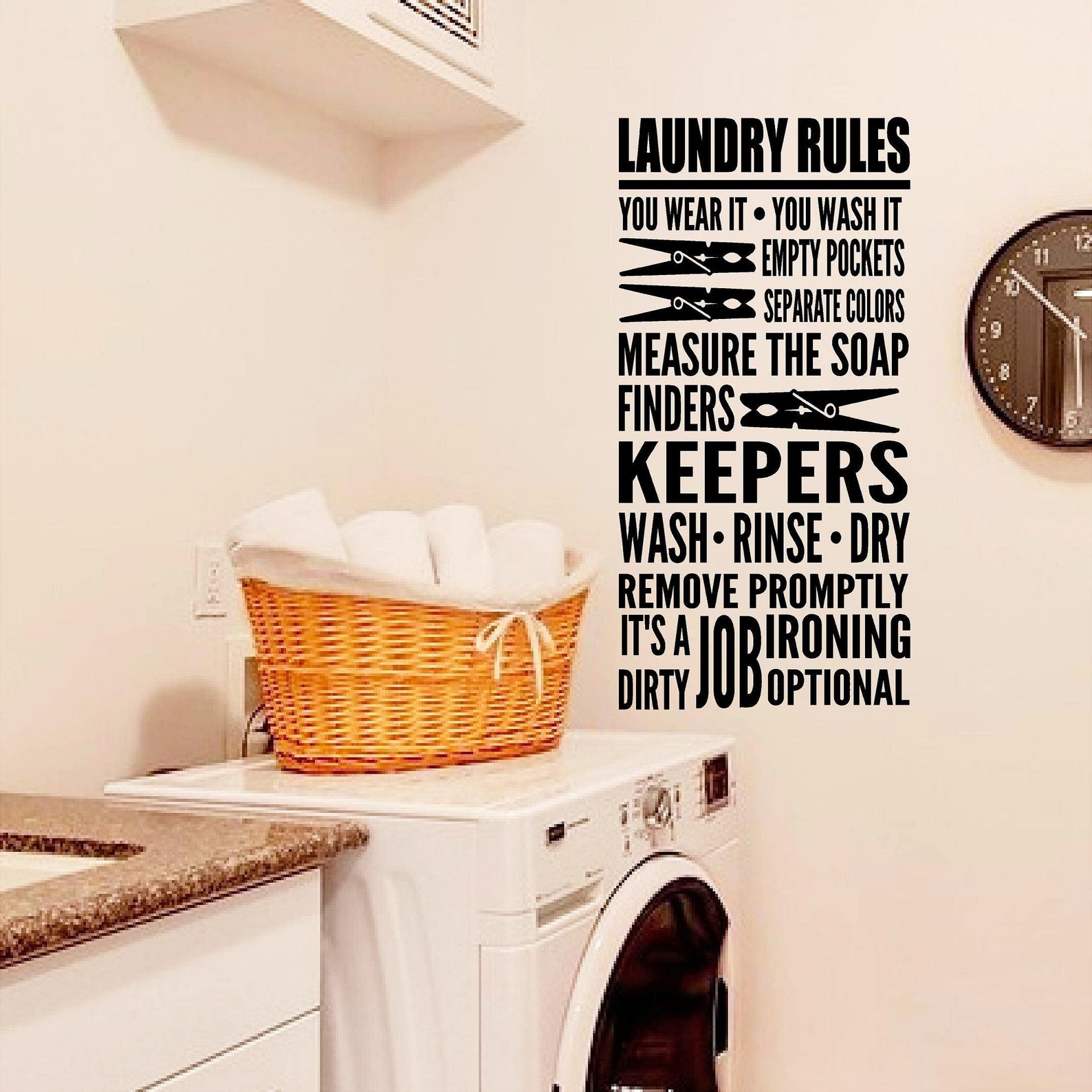 Laundry Rules Vinyl Wall Decal: Laundry Room Sign - Etsy