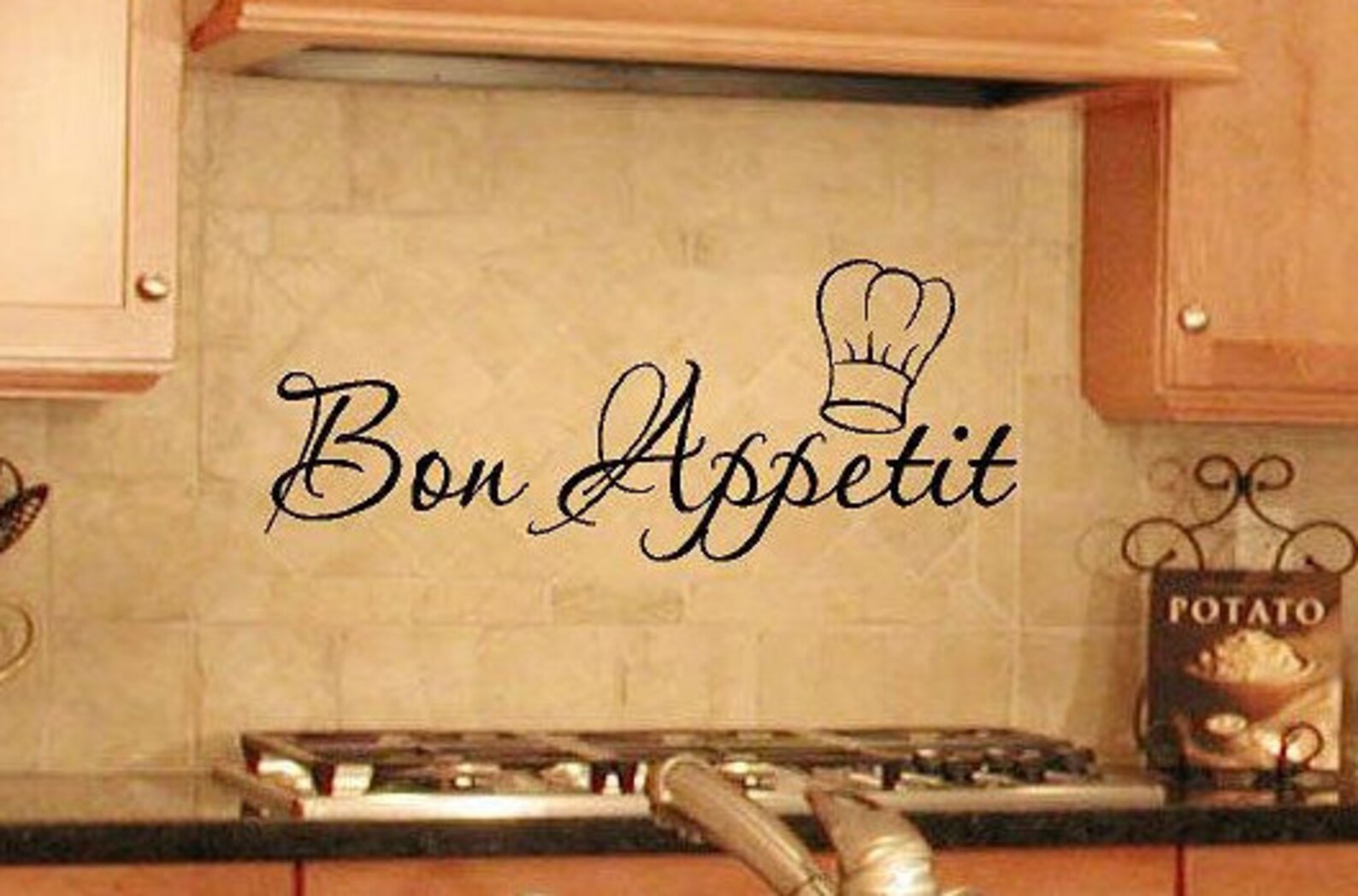 Bon Appetit With Chef Hat Vinyl Wall Decal. Kitchen Decor Bon | Etsy