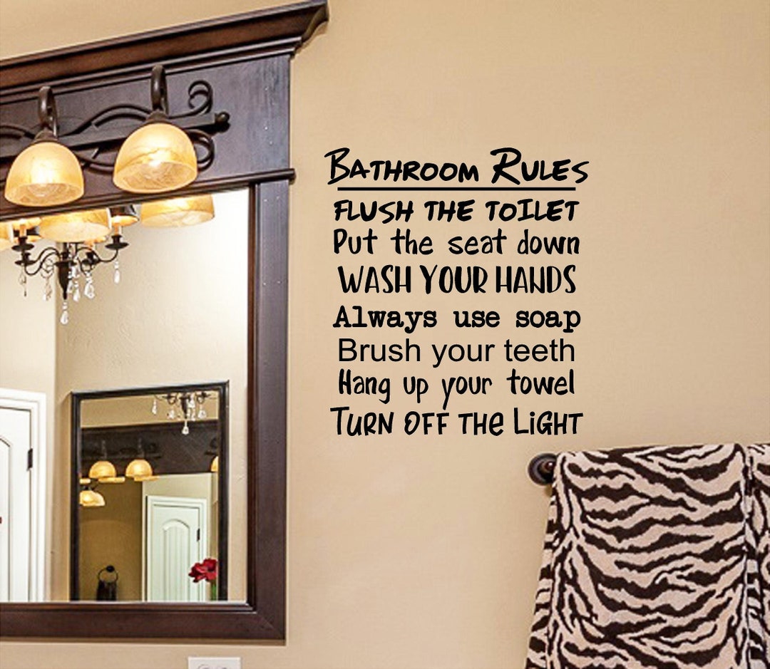 Bath Rules Vinyl Wall Decal: Bathroom Decor Sign - Etsy