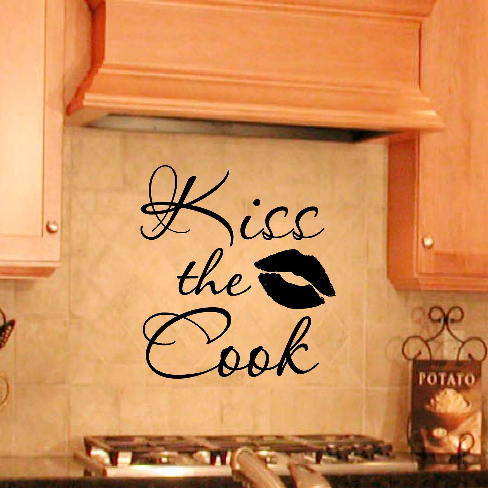 Kiss the Cook Vinyl Wall Decal: Kitchen Decor Sign - Etsy