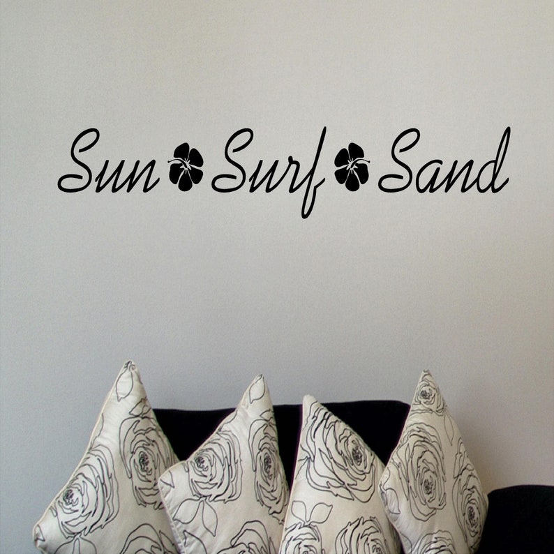 Sun Surf Sand Vinyl Wall Decal Hibiscus Decal Home Decor - Etsy