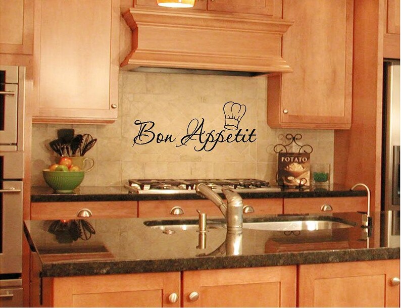 Bon Appetit With Chef Hat Vinyl Wall Decal. Kitchen Decor Bon - Etsy