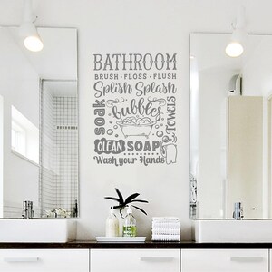 Bathroom Words Vinyl Wall Decal, Bathroom Decal, Funny Saying, Home ...