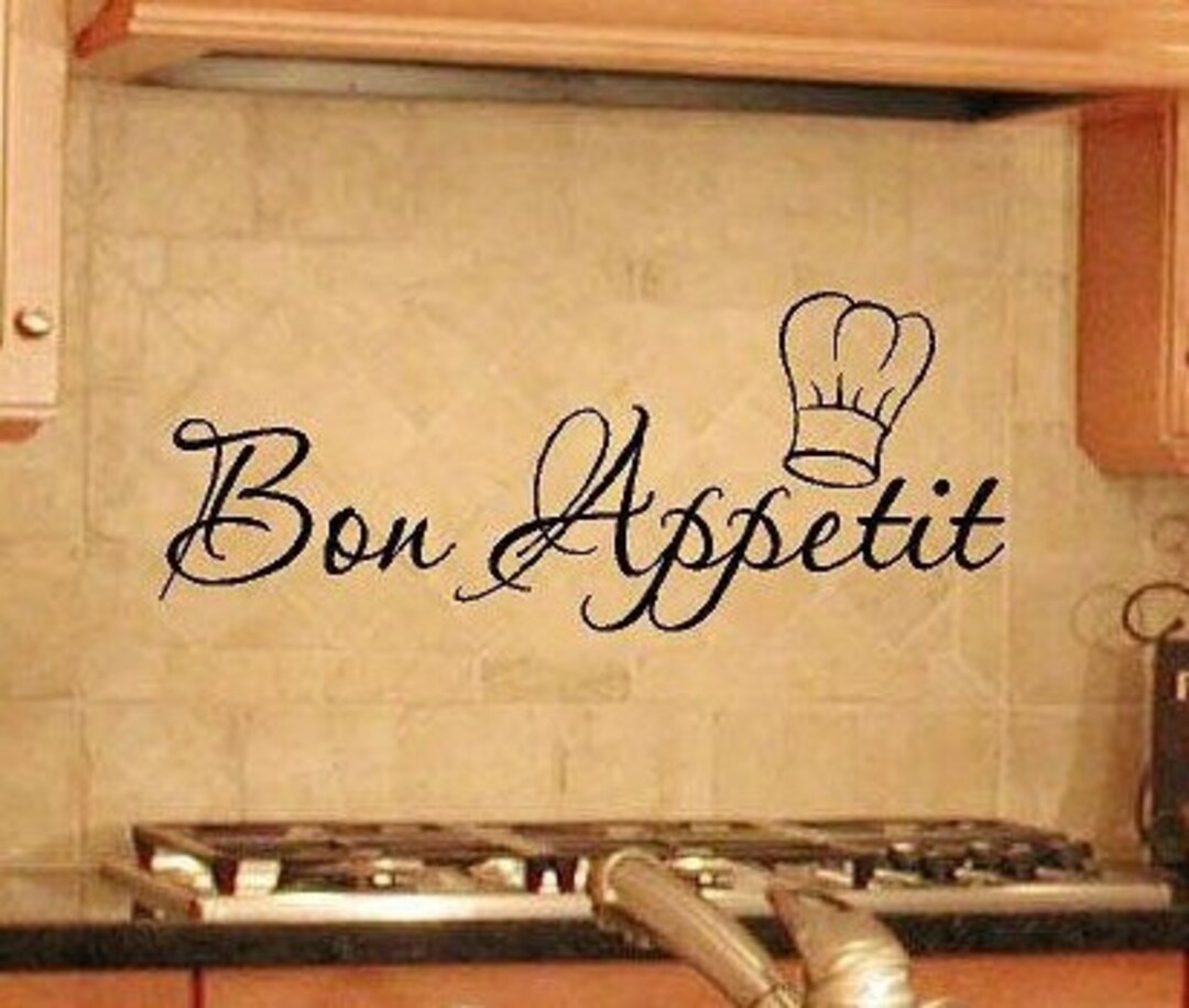 Bon Appetit With Chef Hat Vinyl Wall Decal. Kitchen Decor Bon - Etsy