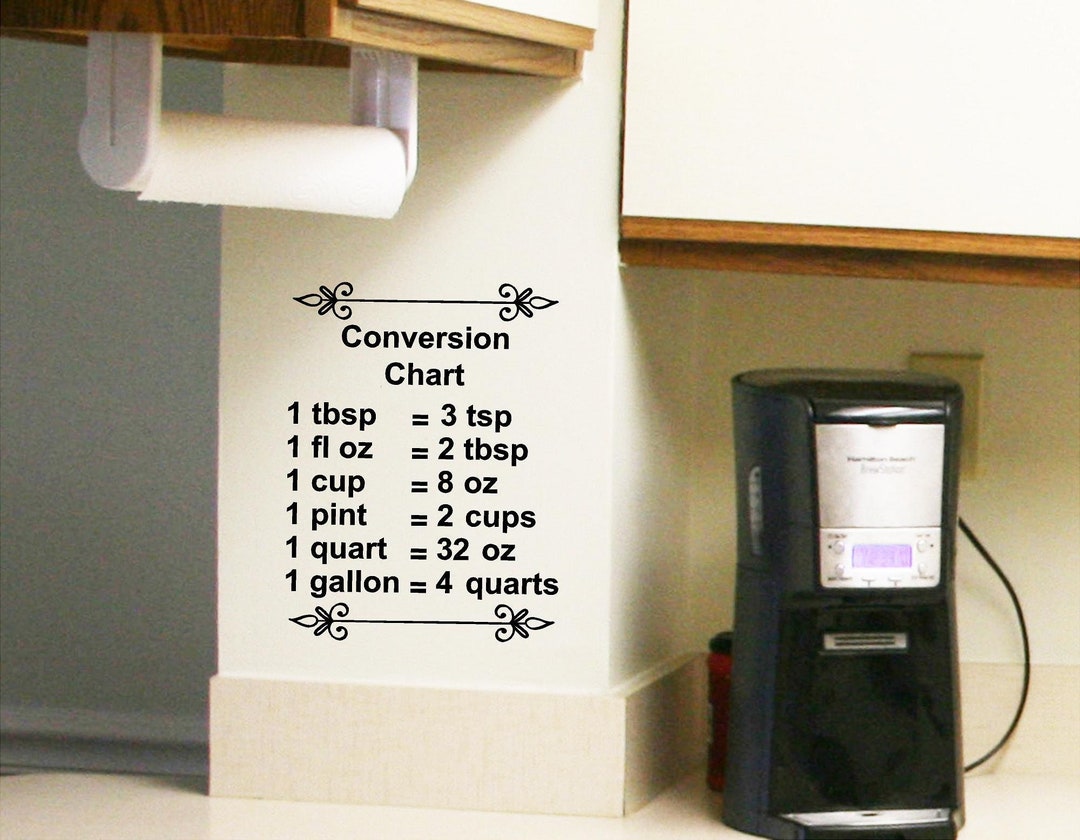 Conversion Chart Vinyl Wall Decal Cooking Decal - Etsy