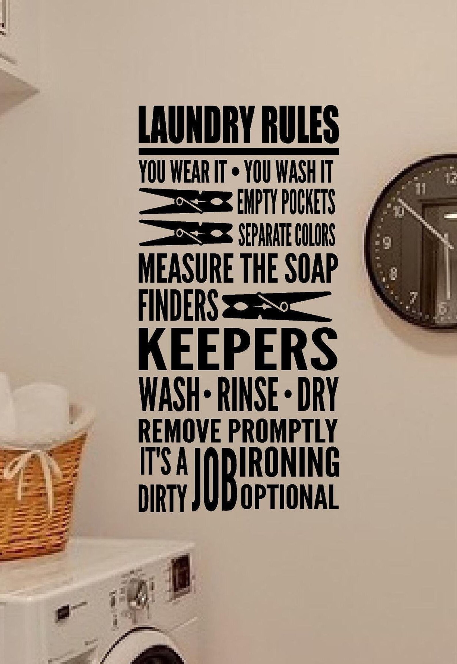 Laundry Rules Vinyl Wall Decal Laundry Room Decal Laundry - Etsy