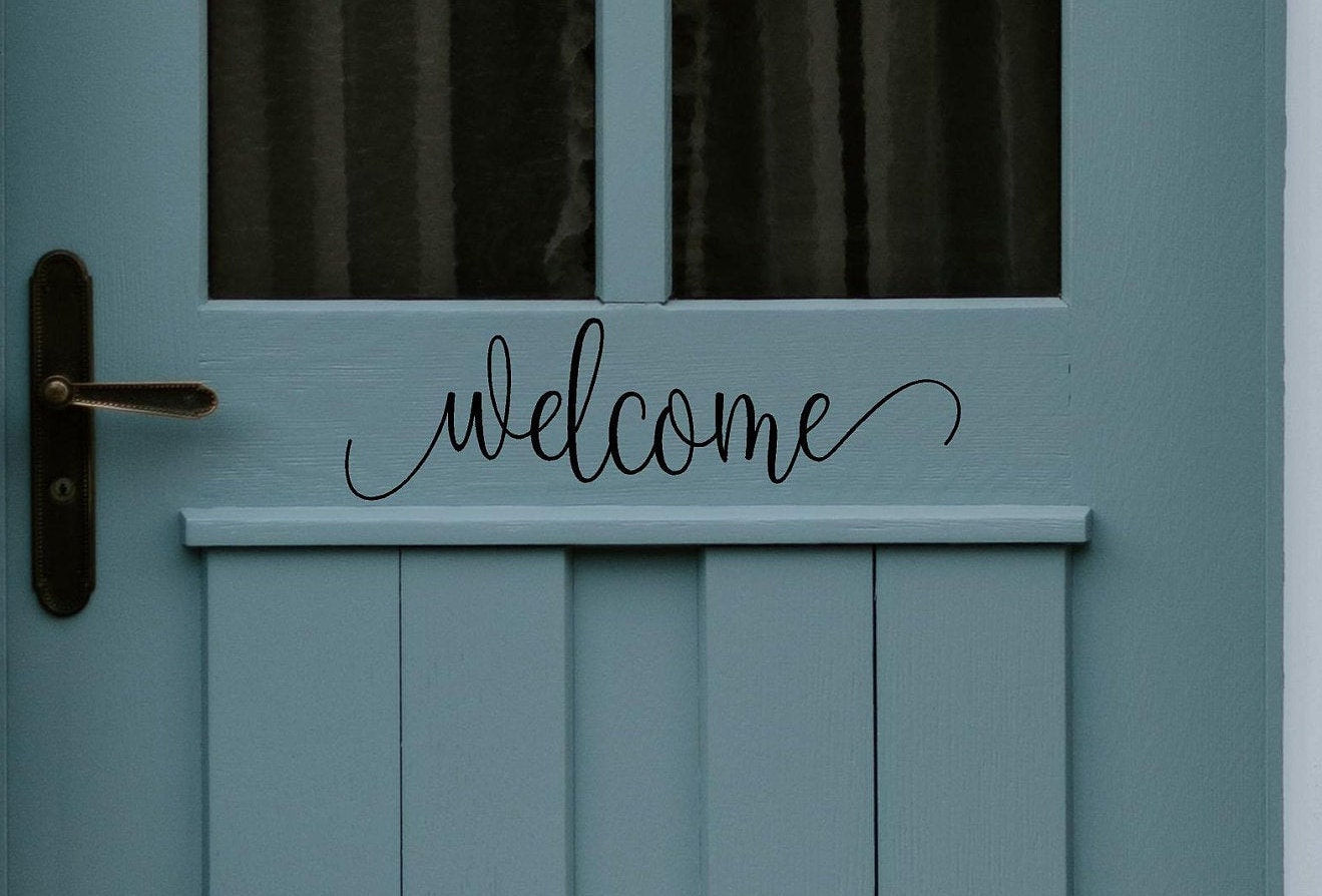 Welcome vinyl wall decal home decor wall decal door | Etsy
